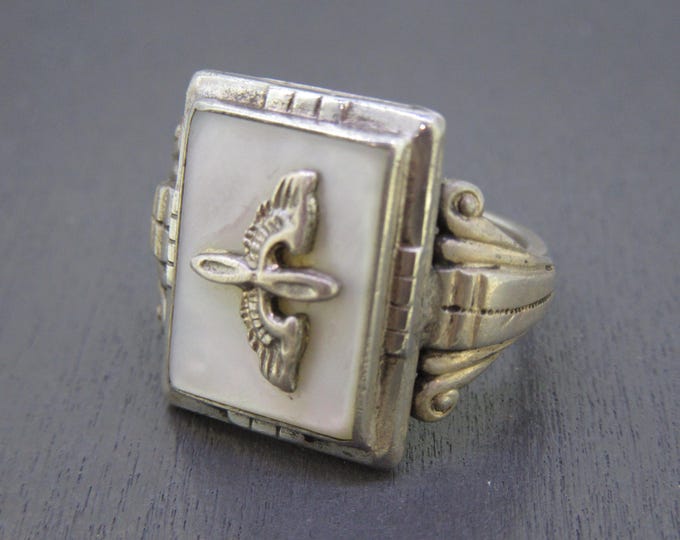 WW2 Sterling Silver Army Aviation Ring With Mother of Pearl, Size 7 - Etsy