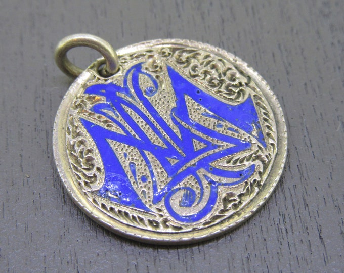 Rare Antique Blue Enamel Sterling Love Token Charm or Pendant ...