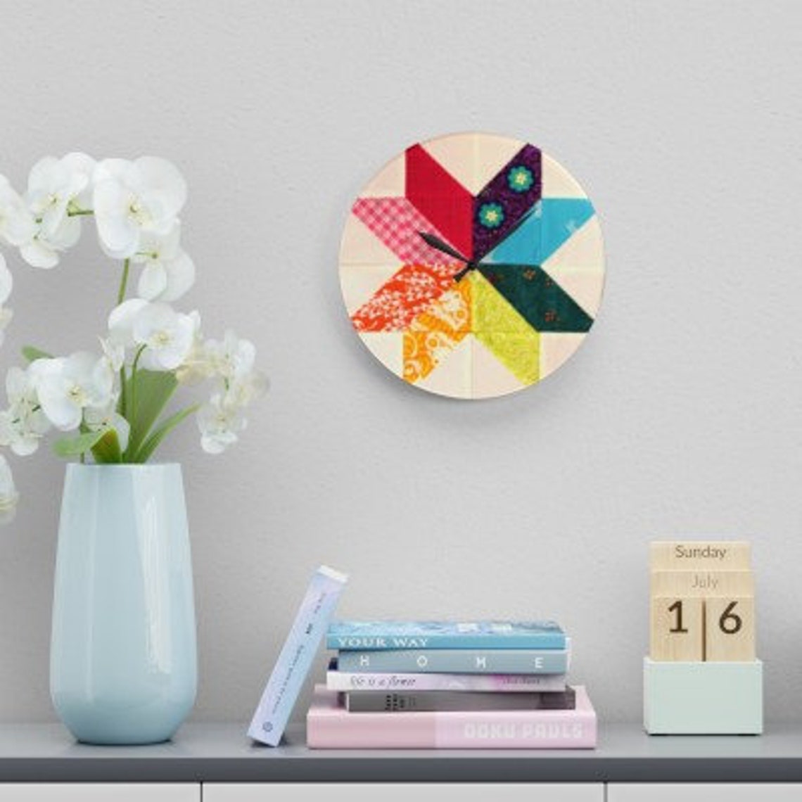 Quilt Block Wall Clock Stylish Acrylic Home Decor for Sewers Perfect ...