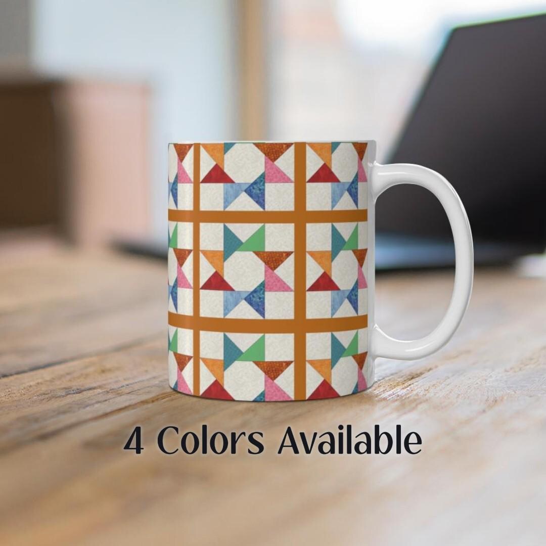Rust Quilt Block Ceramic 11 Oz Mug - Quilt-themed Tea and Coffee Cup ...