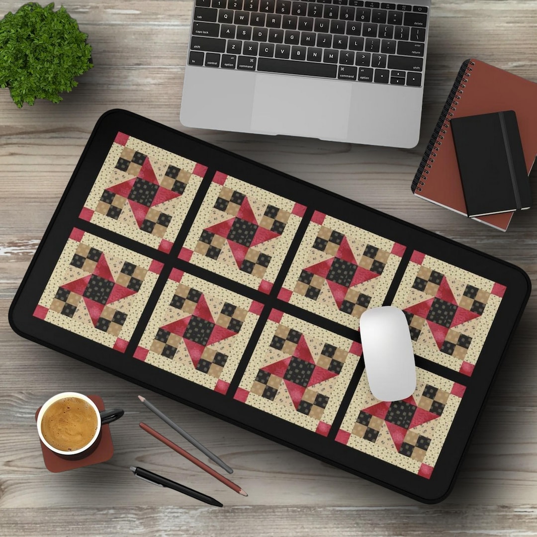 Farmhouse Quilt Block Desk Mat, Office Computer Mat, Craft Mat ...
