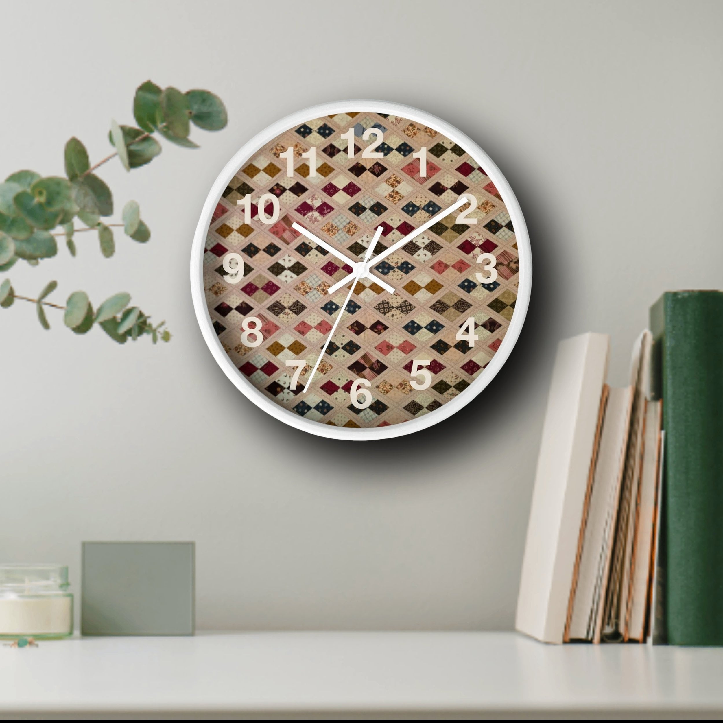 Diamond Quilt Print Wall Clock Rustic Home Decor, Farmhouse Wall Decor ...