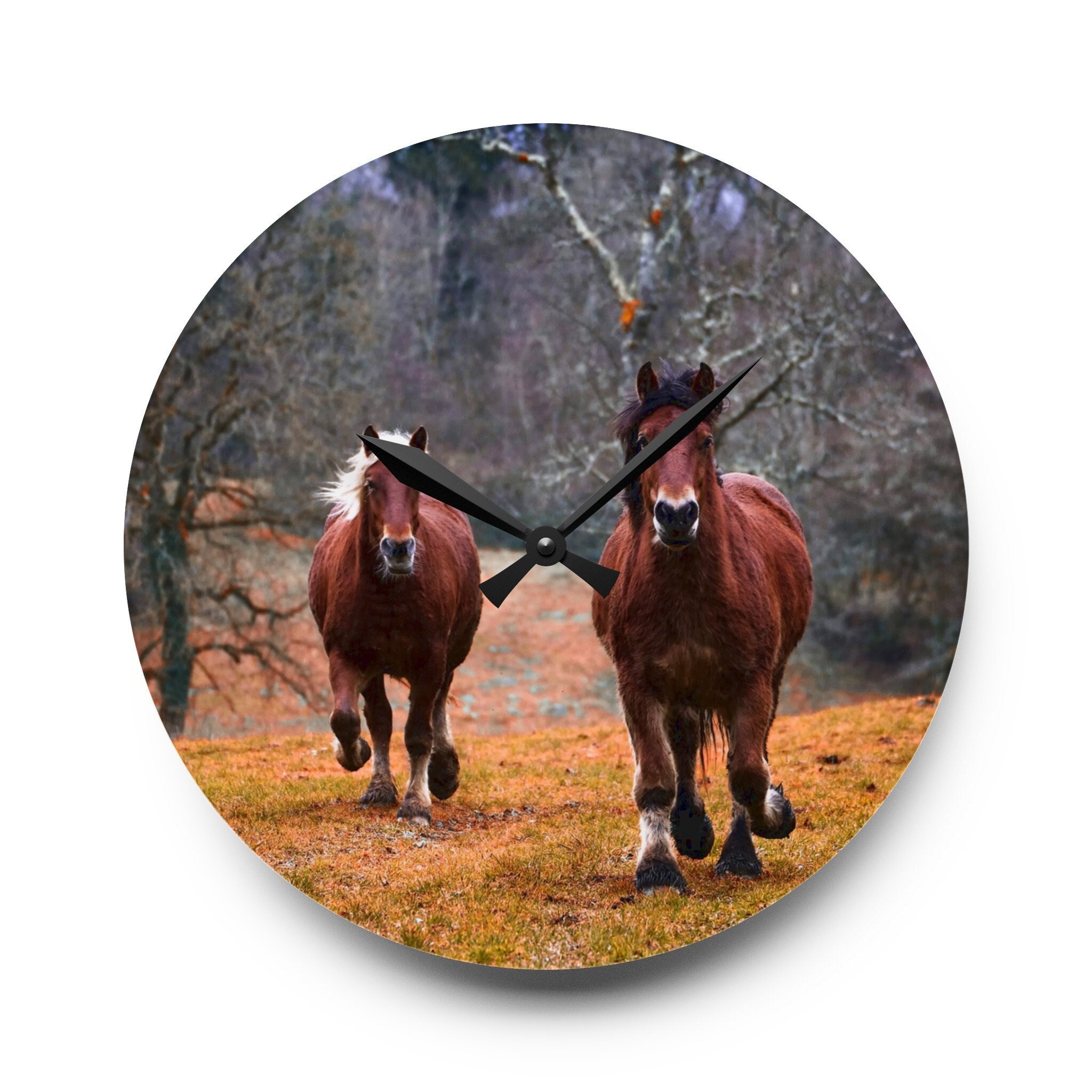 Chic Wild Horses Wall Clock Versatile Home Decor in 3 Sizes Unique ...