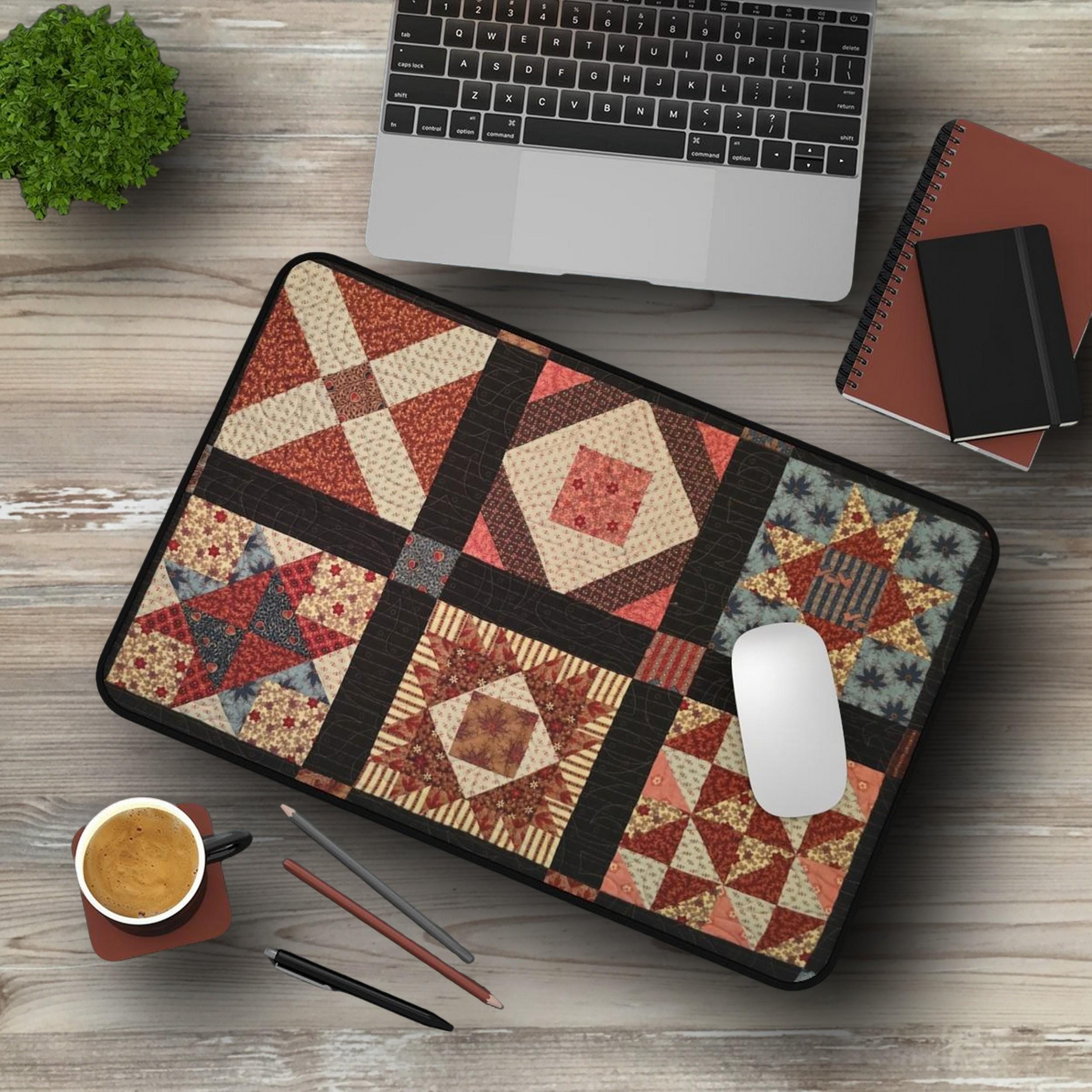Country Quilt Block Desk Mat, Office Computer Mat, Craft Mat ...