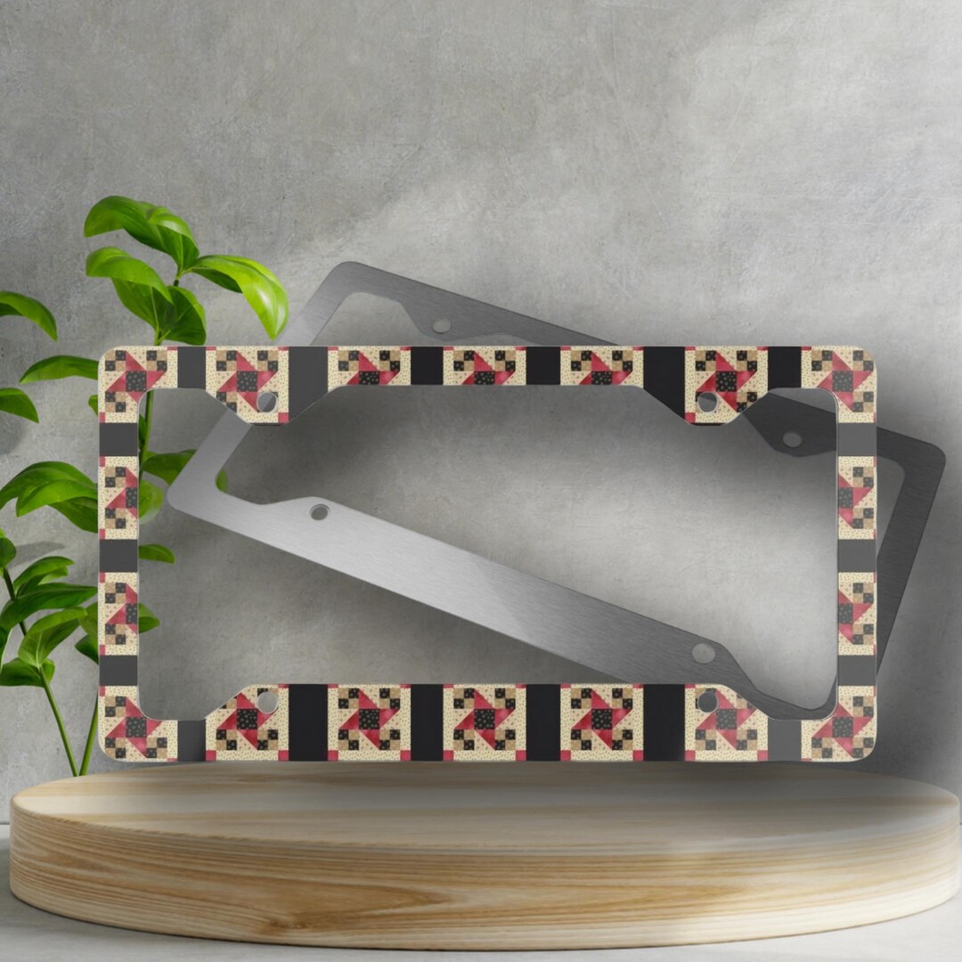 Black Quilt Block License Plate Frame - Novelty License Plate Cover ...