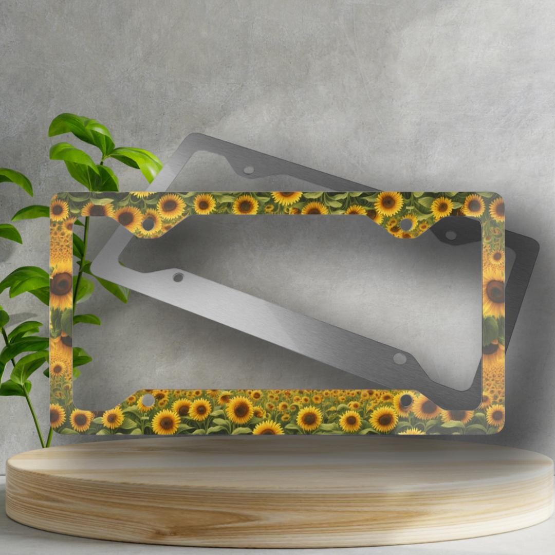 Sunflower License Plate Frame - Cottage Core Sunflowers, Novelty ...