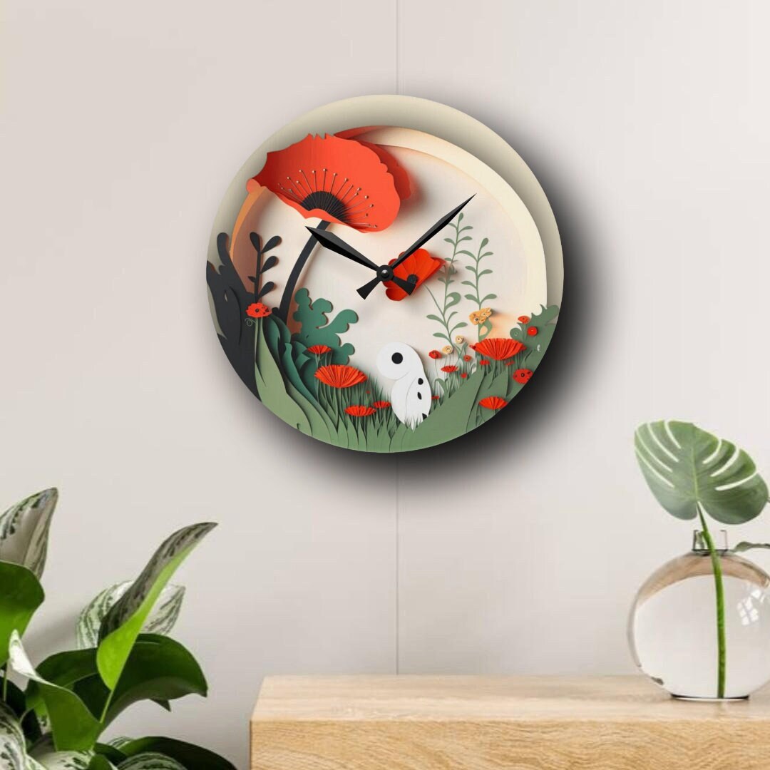 Unique 3D Bird & Poopy Wall Clock Versatile Acrylic Decor in 3 Sizes ...