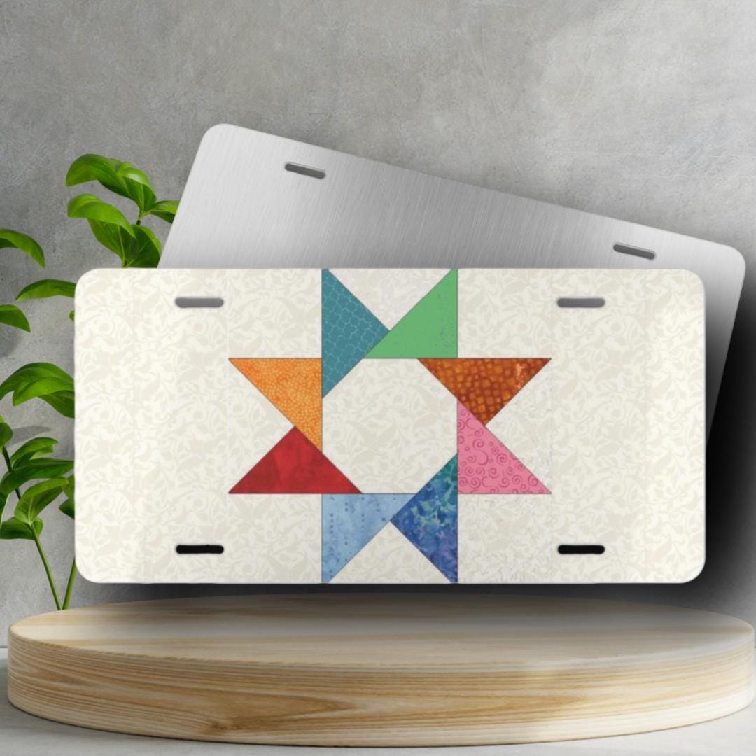 Vibrant Quilt Block Vanity Plate - Automotive Accessory, Novelty ...
