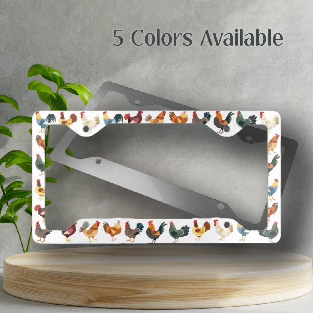 Rustic Chickens License Plate Frame - White Background, Novelty License ...