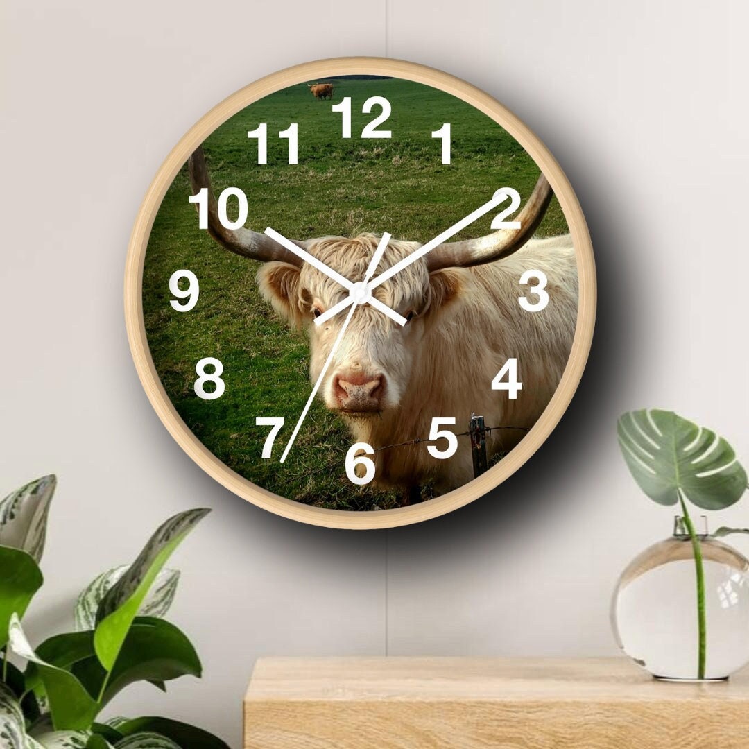 Highland Cow Wall Clock Rustic Clock Cottagecore Home Decor, Farmhouse ...