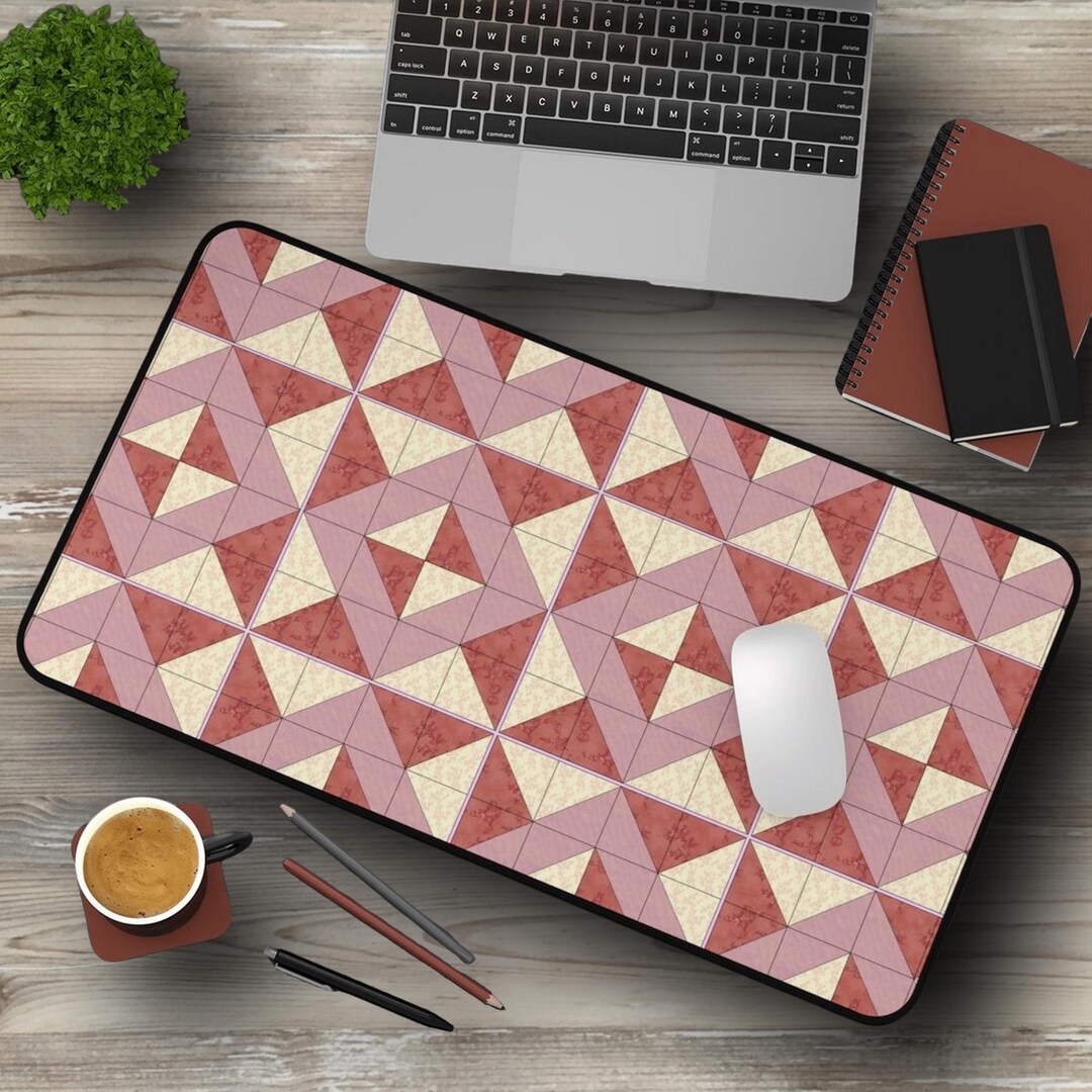 Dusty Rose Quilt Block Desk Mat, Snow Computer Mat, Craft Mat ...