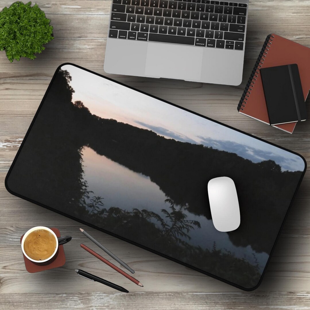 Calming Sunset River Desk Mat, Scenic Computer Mat, Craft Mat ...