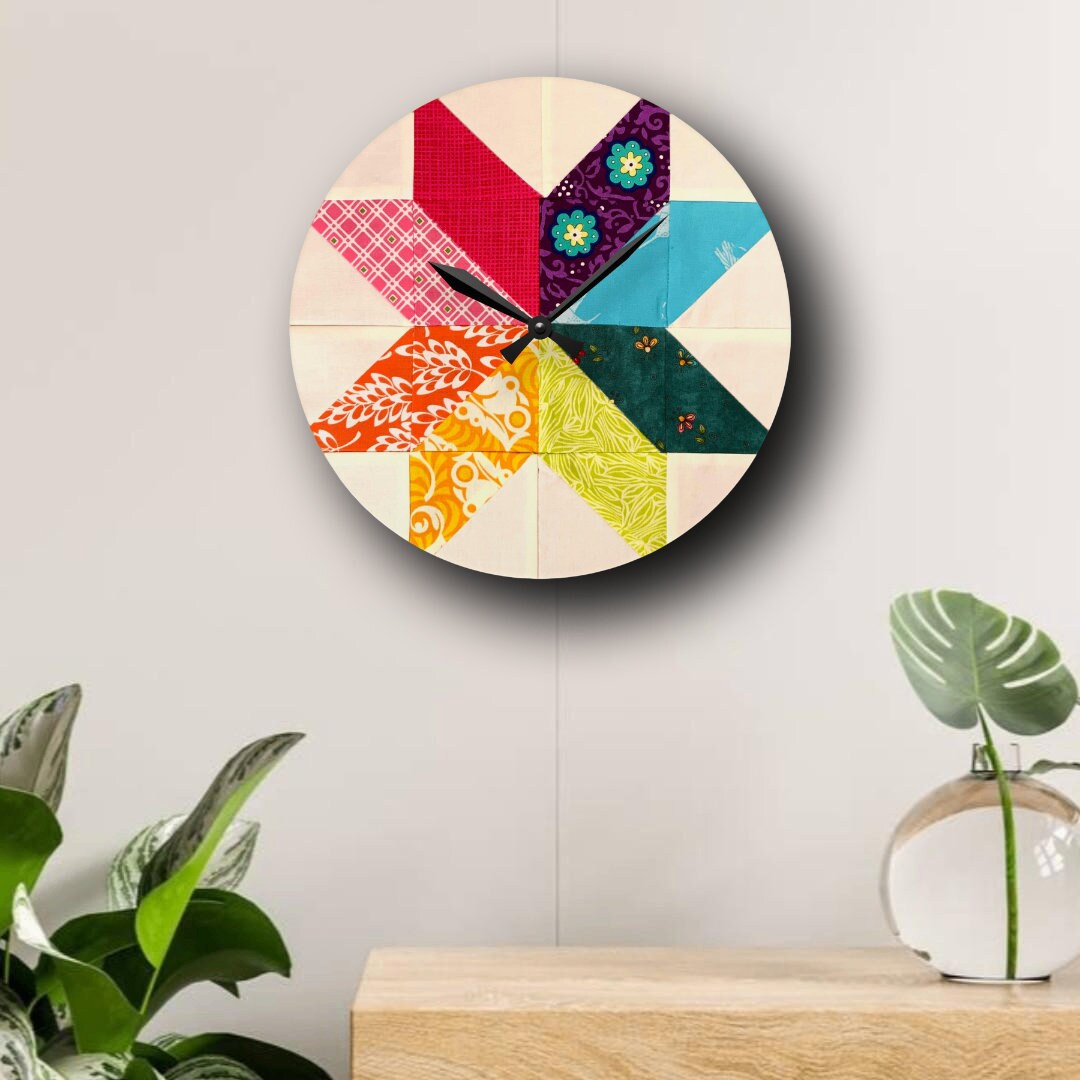 Quilt Block Wall Clock - Stylish Acrylic Home Decor for Sewers ...