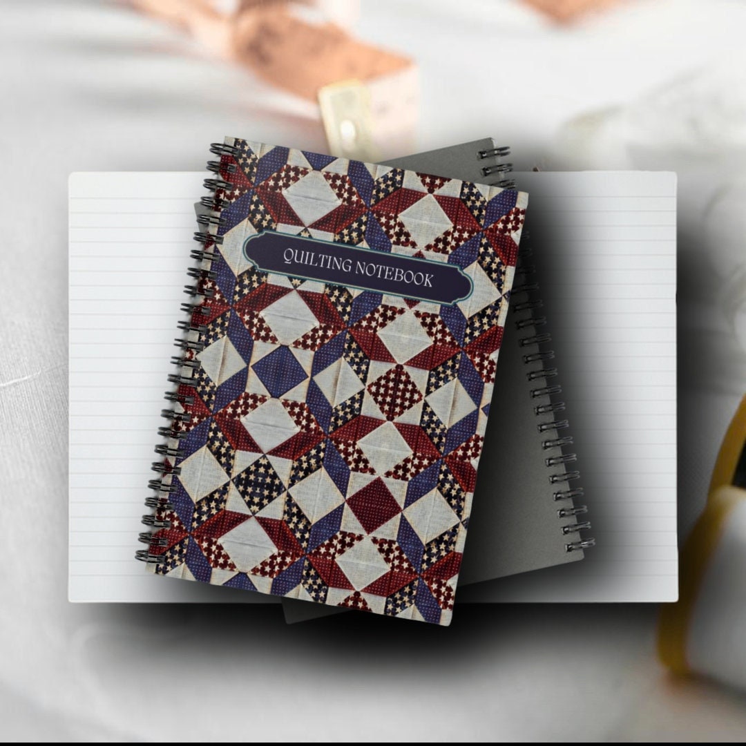 Patriotic Quilting Spiral Notebook - USA Quilt Daily Journal With Ruled ...