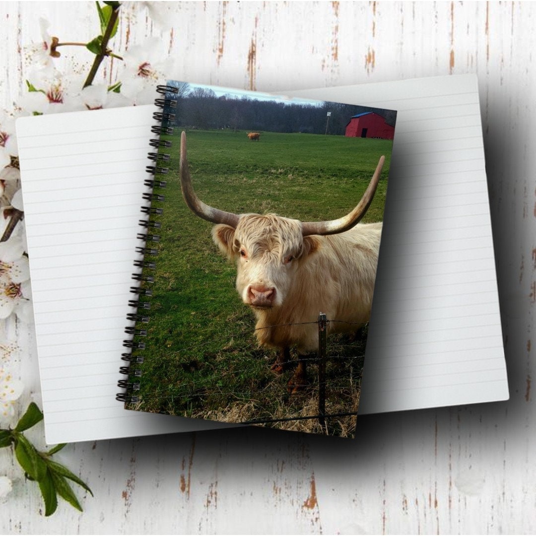 Farmhouse Highland Cow Spiral Notebook Rustic Ruled Line Dairy, Country ...