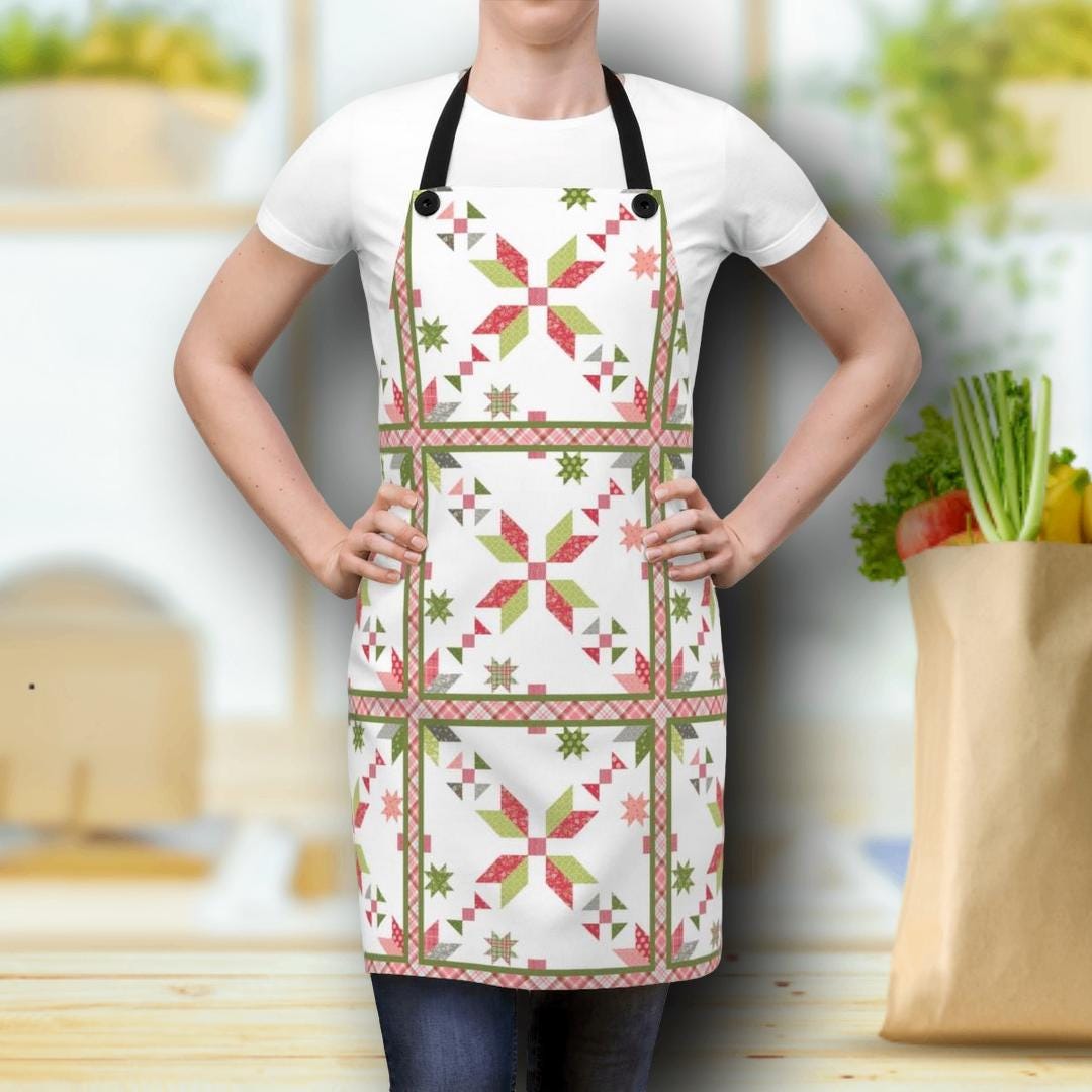 Pink Plaid Quilt Block Apron- Unisex Apron, One Size, Sewing Apron ...