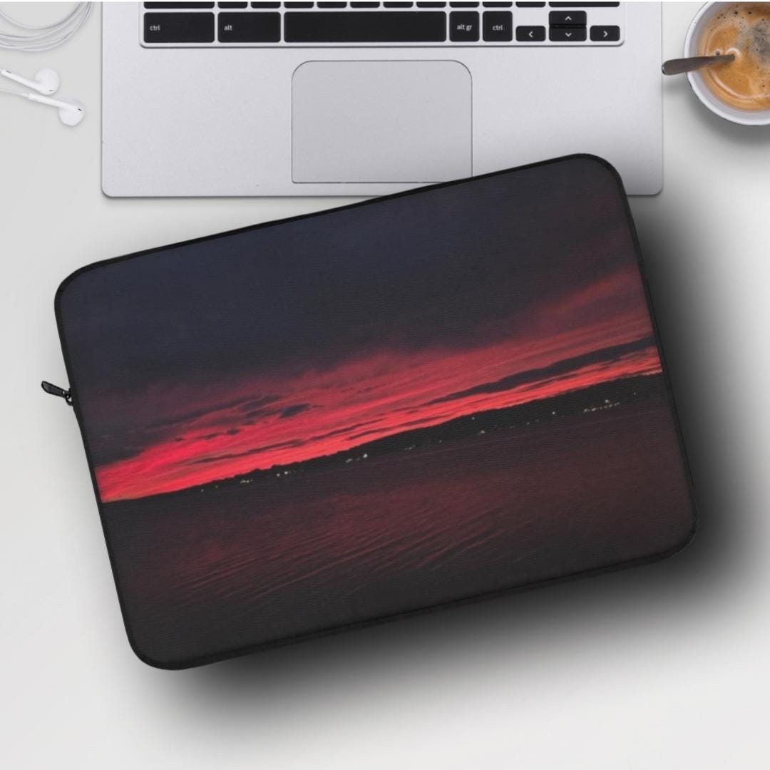 Lake Sunset Laptop Sleeve, Pink & Black Tablet Accessories, iPad ...