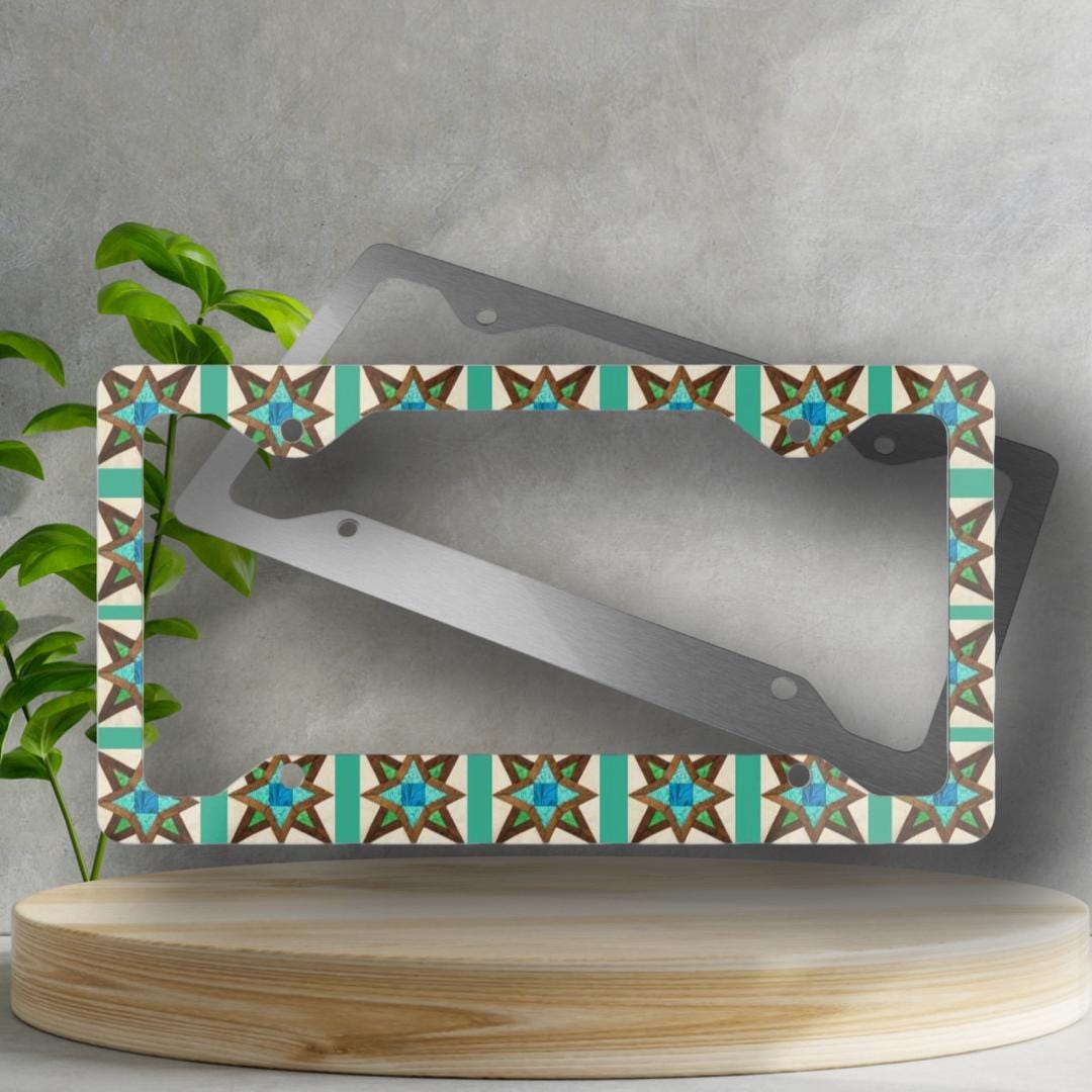 Blue Star Quilt Block License Plate Frame - Cottage Core Novelty ...