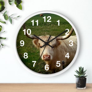 Highland Cow Wall Clock Rustic Clock Cottagecore Home Decor, Farmhouse ...