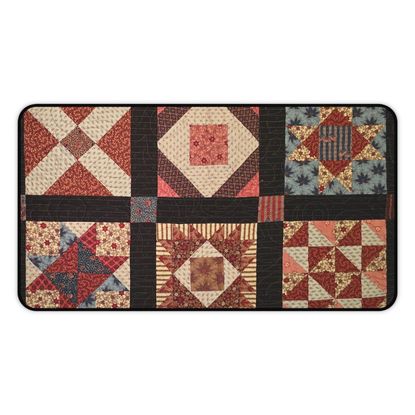 Country Quilt Block Desk Mat, Office Computer Mat, Craft Mat ...