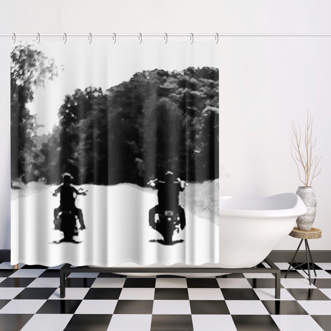 Motorcycle Lover's Shower Curtain in Black/white - Stylish Bathroom ...