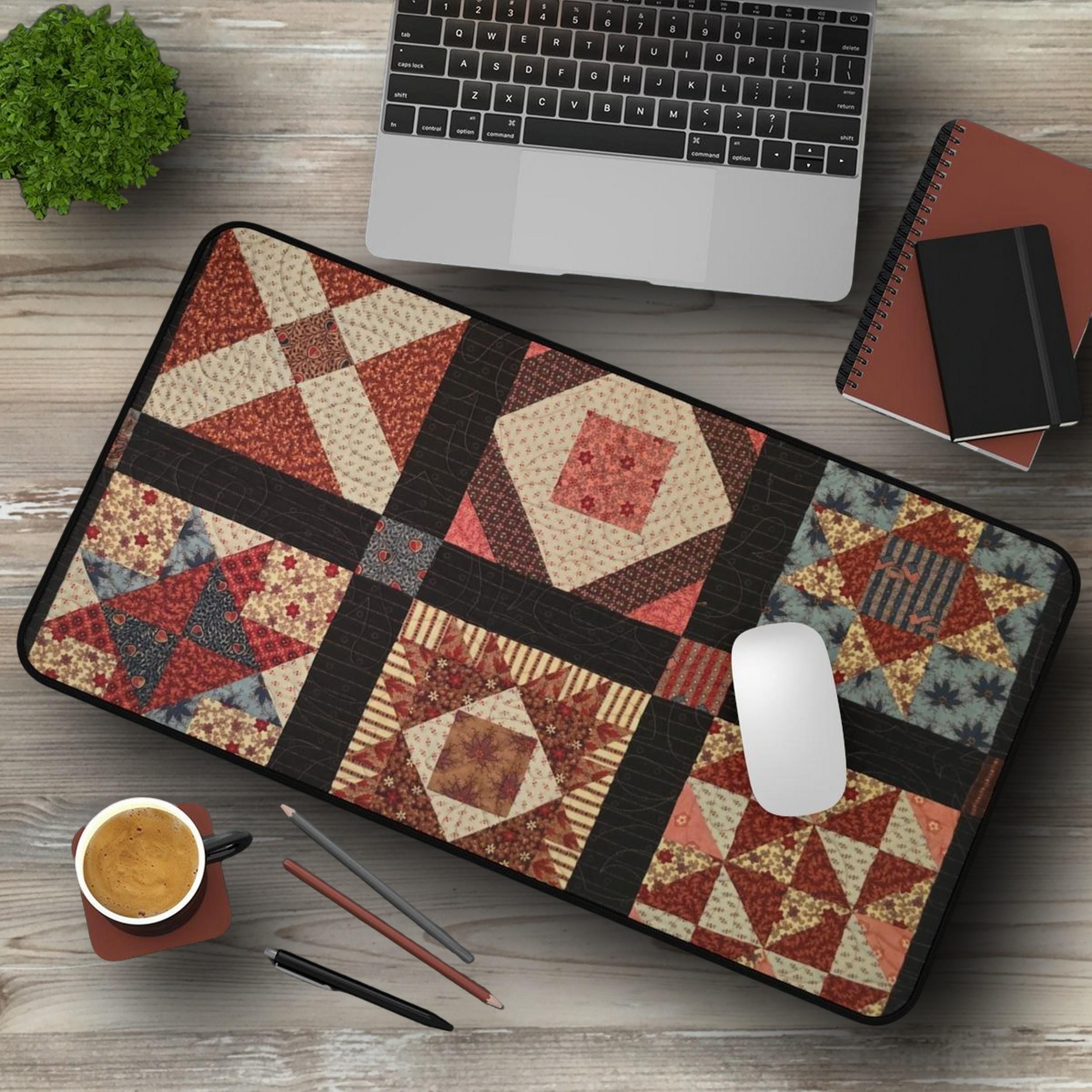 Country Quilt Block Desk Mat, Office Computer Mat, Craft Mat ...
