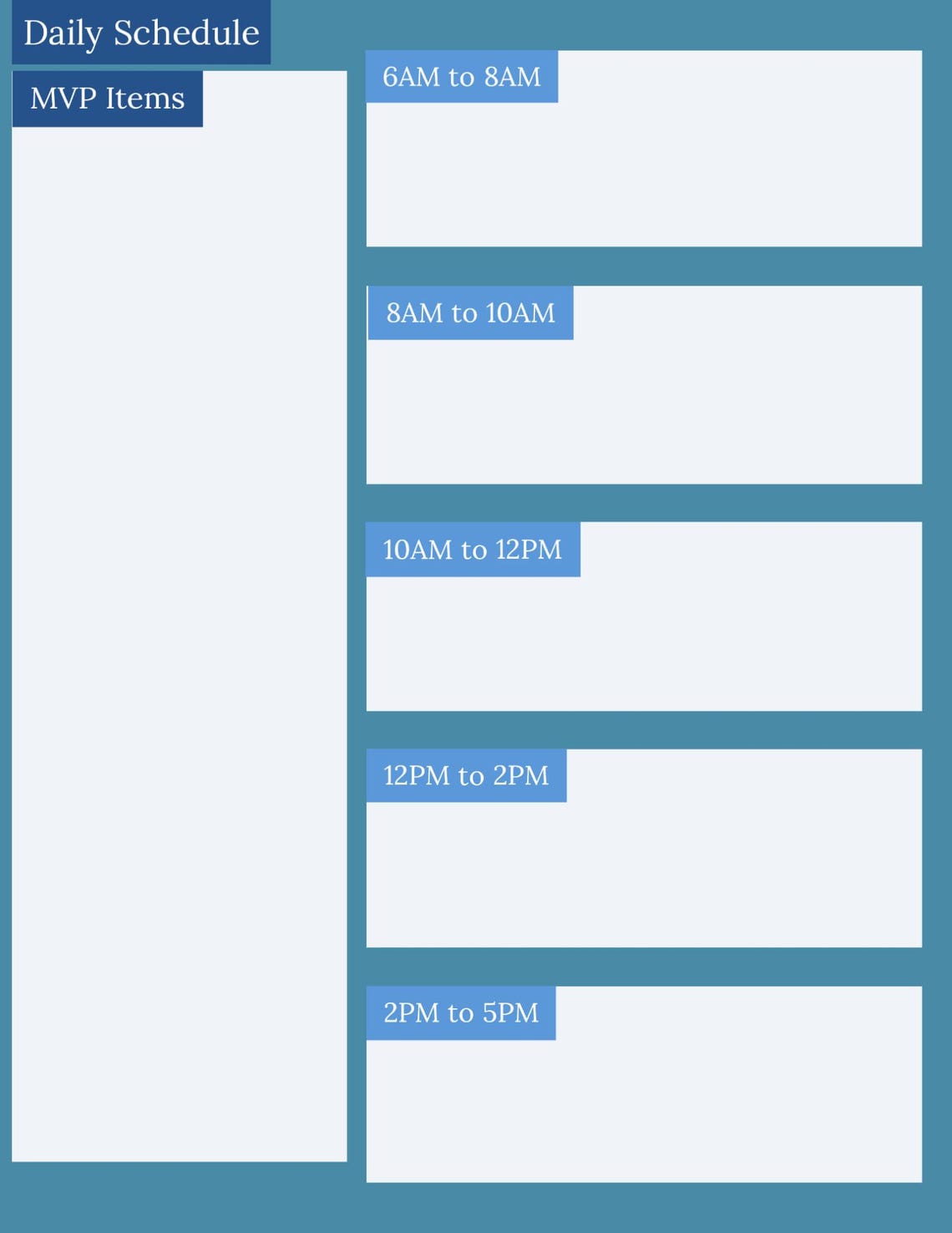 Daily Planner to Plan Your Schedule From 6am to 5pm With an MVP List ...