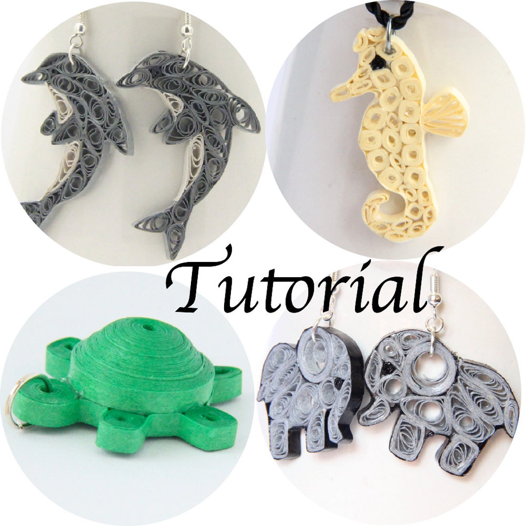 Tutorial for Paper Quilled Animal Jewelry PDF Dolphin Elephant Seahorse ...