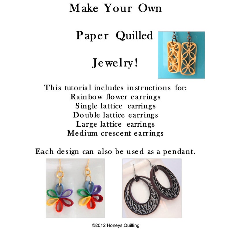 Tutorial for Paper Quilled Jewelry PDF Lattice Flower and Crescent ...