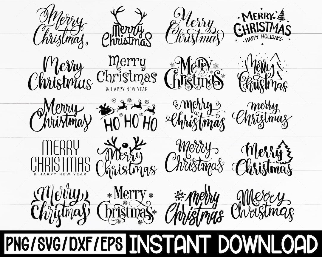 Merry Christmas Text SVG Bundle, Holiday Fonts Clipart (digital ...