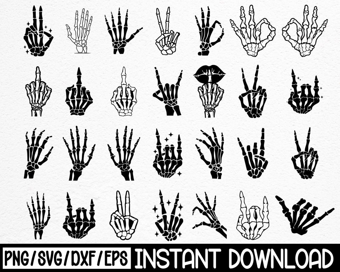 28 Skeleton Hand SVG | Spooky Bone Hand With Middle Finger | Cricut Cut ...