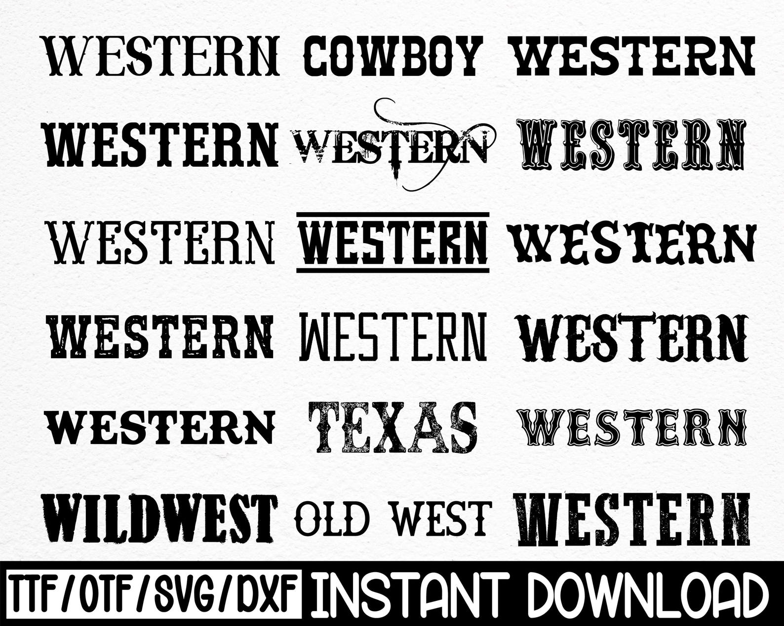 Premium Western Font Bundle, Cowboy Font Svg, Western Font Svg, Wintage ...