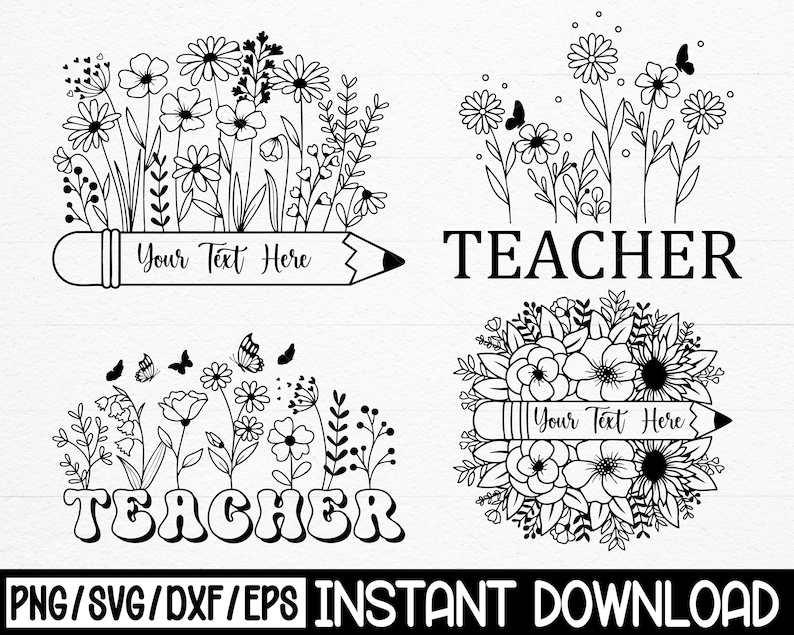 Floral Teacher SVG Bundle, Back to School Designs (digital Download) - Etsy