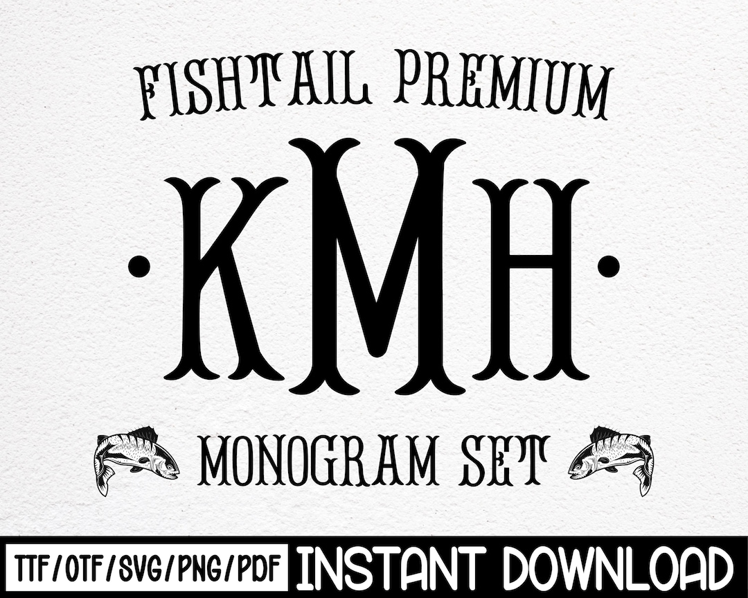 Fishtail Premium Monogram Svg, Fishtail Font Svg, Monogram Font Svg ...