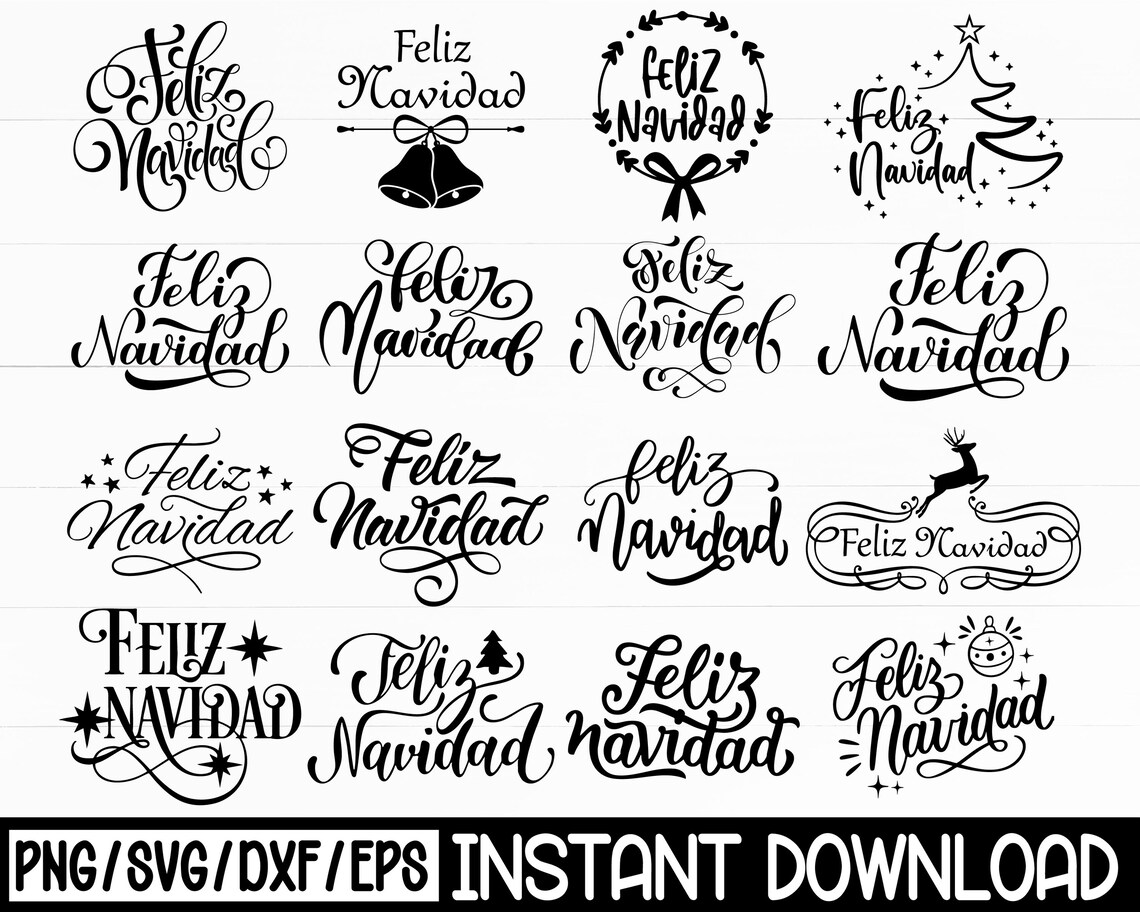 Feliz Navidad SVG Bundle – 16 Spanish Christmas Designs (digital ...