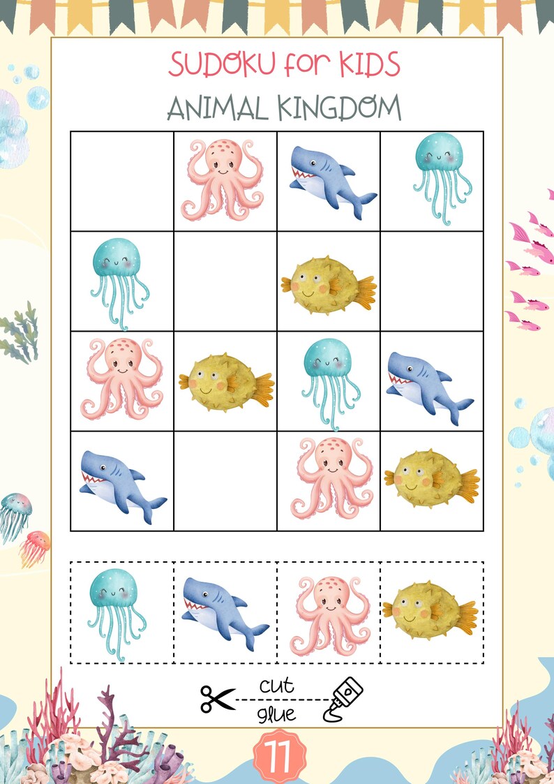 Animal Kingdom | Sudoku for Kids | Printable Activity | Preschool ...