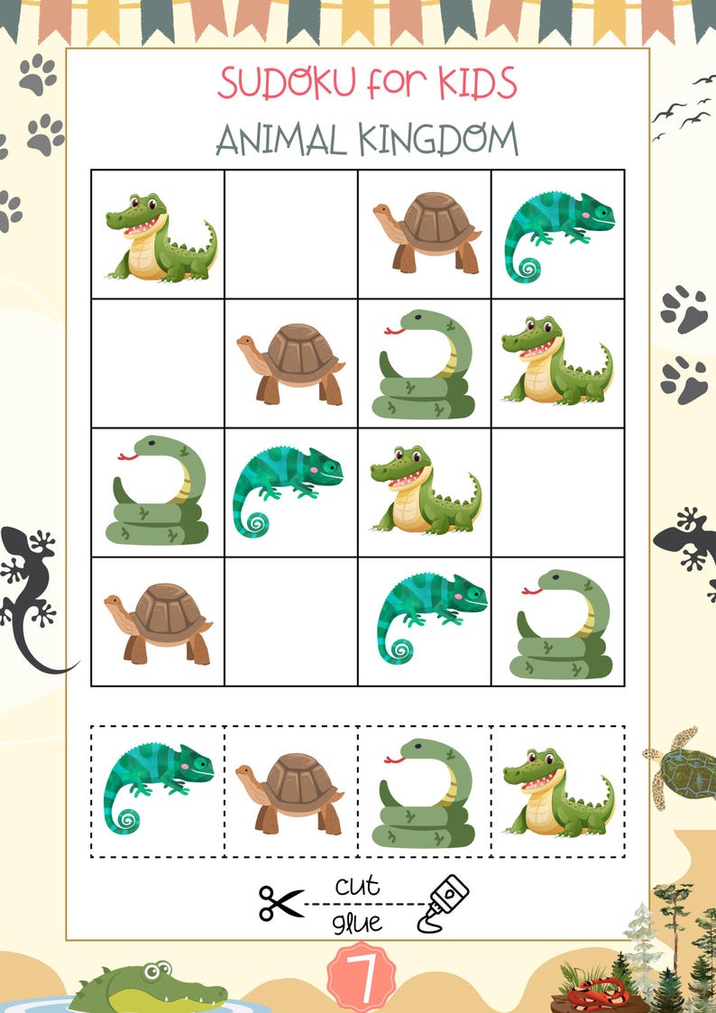 Animal Kingdom | Sudoku for Kids | Printable Activity | Preschool ...