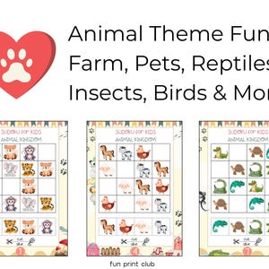 Animal Kingdom | Sudoku for Kids | Printable Activity | Preschool ...