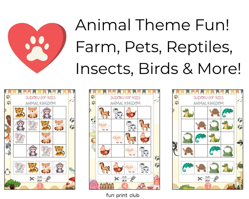 Animal Kingdom | Sudoku for Kids | Printable Activity | Preschool ...