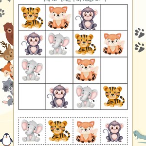 Animal Kingdom | Sudoku for Kids | Printable Activity | Preschool ...