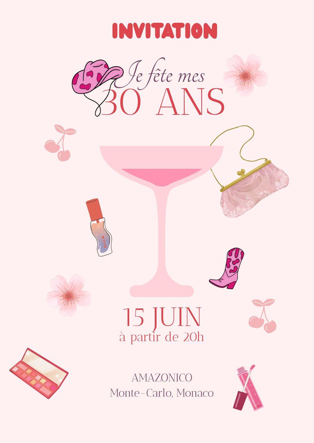 30th Birthday Invitation for Women – Editable Canva Template – Digital ...