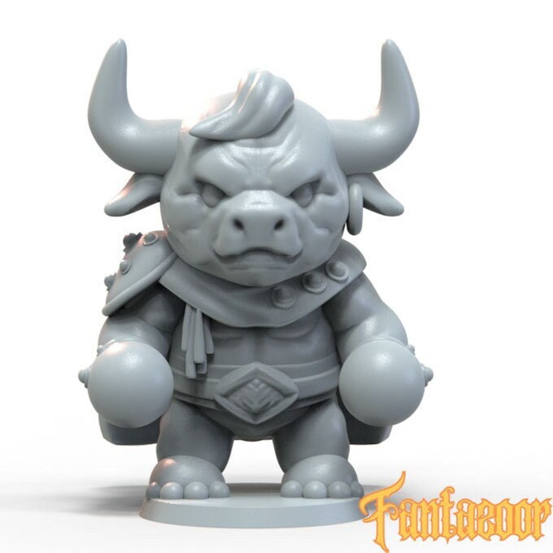 Fantazoor BULL BARBARIAN 3D Printed Chibi TTRPG D&D Miniature - Etsy