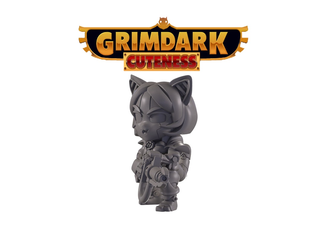 Grimdark Cuteness MEKRON KAT GIRL 2 3D Printed Chibi Wargaming - Etsy