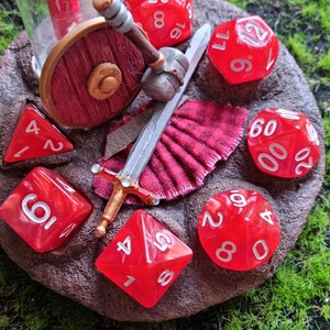Red Highlander Fighter Polyhedral Dice & Pencil Holder Display - TTRPG ...
