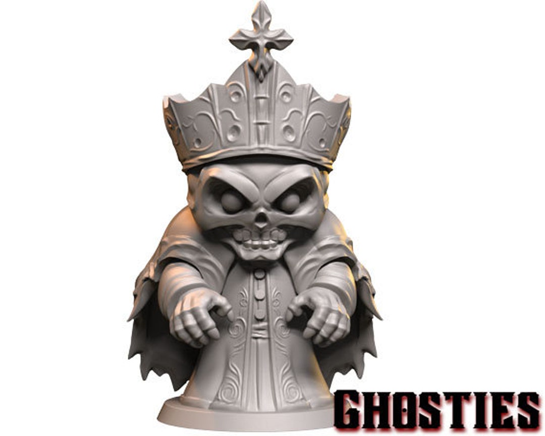 The SKELETON POPE 3D Printed GHOSTIES Halloween Horror Miniature Chibi ...