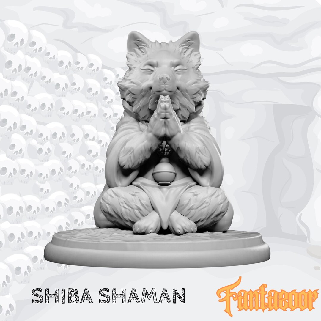 Fantazoor - SHIBA SHAMAN - 3D Printed Chibi TTRPG D&D Miniature - Etsy UK