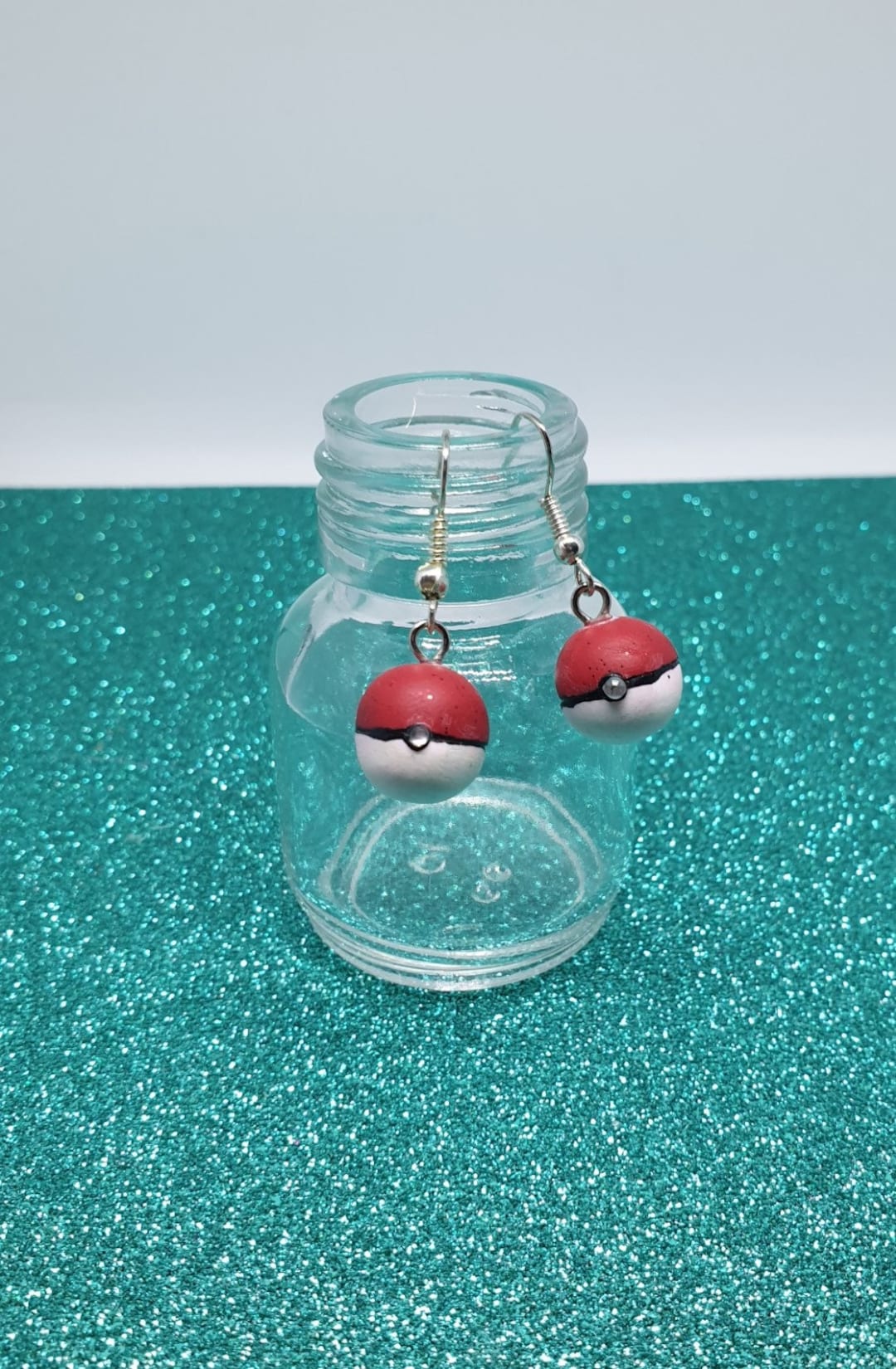 Glam Glitter Pokeball Handmade Polymer Clay Hook Earrings Pokemon - Etsy
