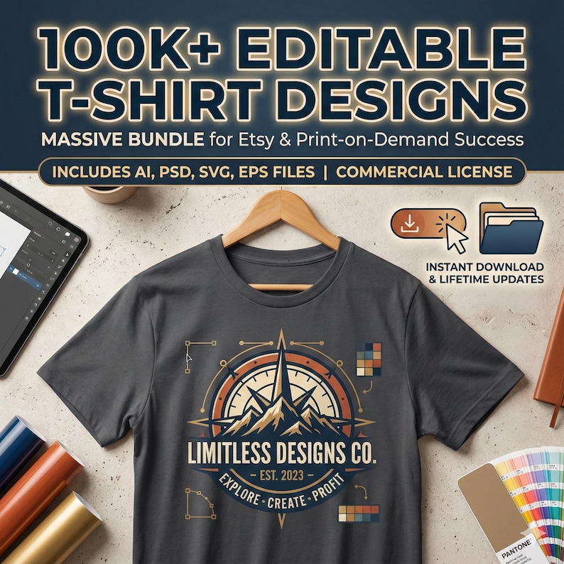 100K+ T-shirt Designs Mega Bundle: SVG PNG Vectors (commercial Use ...