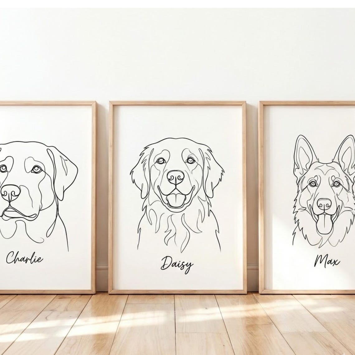 Custom Pet Portrait Line Art, Personalized Dog Drawing From Photo ...