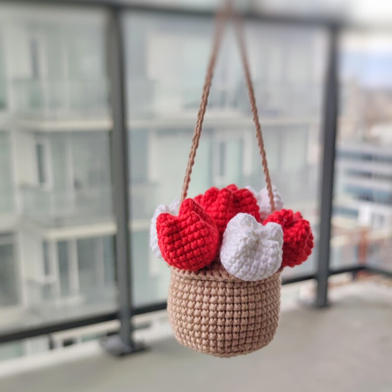 Car Charm Crochet Pattern | Hanging Tulip Flowers PDF Tutorial | Floral ...